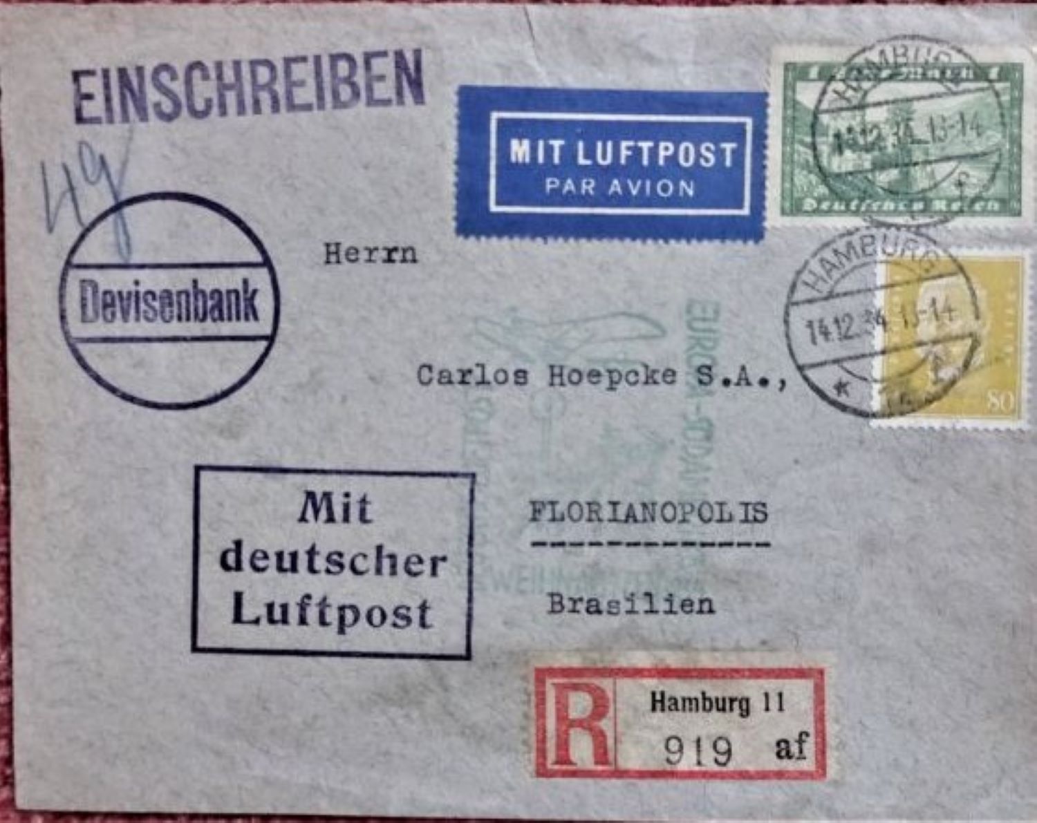 KATAPULTFLUG - ZEPPELINPOST - DEUTSCHE LUFTPOST- EUROPA-SÜDAMERIKA- WEIHNACHTEN 1934 - Zeppelin ...