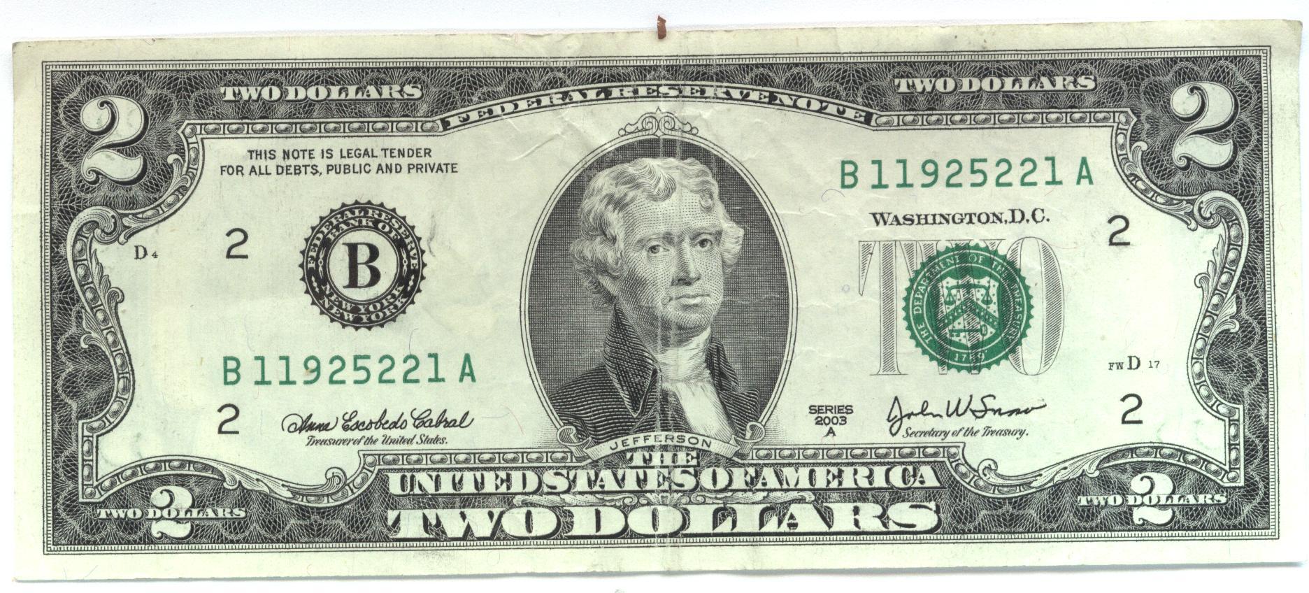 2 Dollar Note - Allgemeines Forum - Café - PHILAFORUM.COM Briefmarkenforum